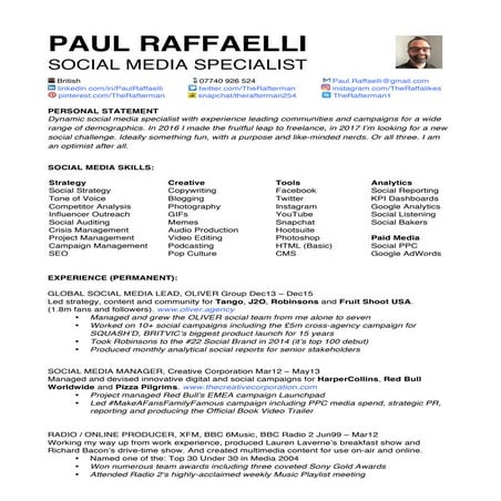 Social Media Skills CV | PDF