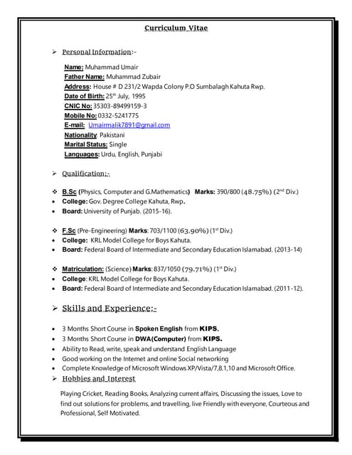 KPK COLLEGE FORMAT RESUME(1) | PDF