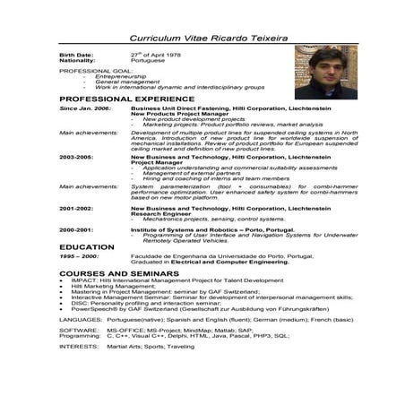 Curriculum Vitae Ricardo Teixeira | PDF