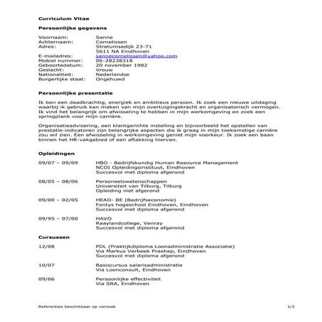 Curriculum Vitae S. Cornelissen | PDF