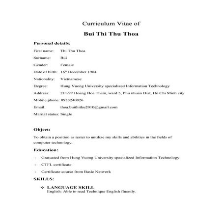 Thai.curriculum vitae | PDF