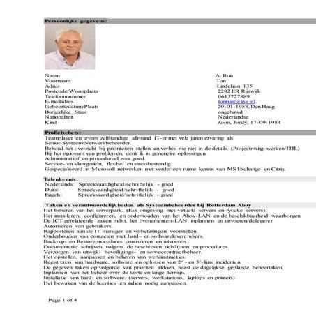 Curriculum vitae tonruis | DOCX | Computing | Technology & Computing