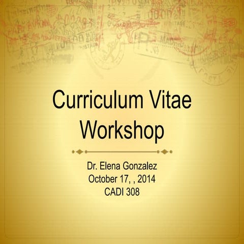 Curriculum Vitae workshop | PPTX