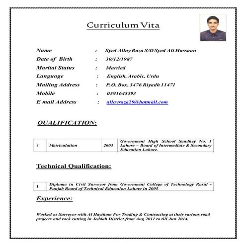 Curriculum vita razi | DOC