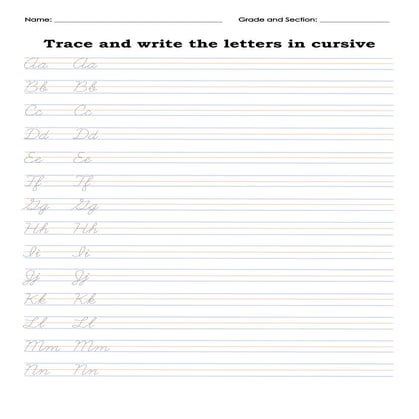 Cursive Letters Worksheet | PDF