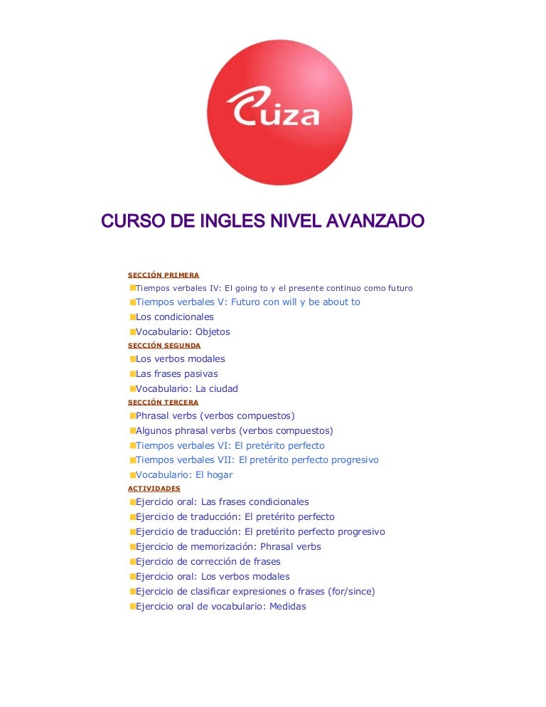 Curso de ingles nivel avanzado
