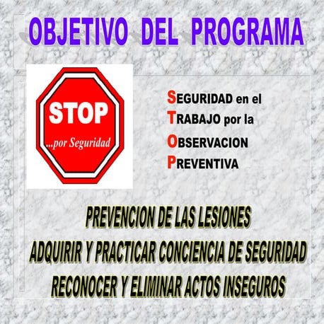 PROGRAMA STOP PARA EMPLEADOS SEGURIDAD OBSERVACION PREVENTIVA | PPT