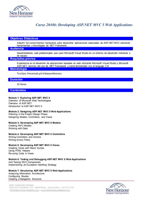 Curso 20486 Developing Asp.net mvc 5 Web Applications - NEW HORIZONS ... Curso 20486 Developing Asp.net mvc 5 Web Applications - NEW HORIZONS ...