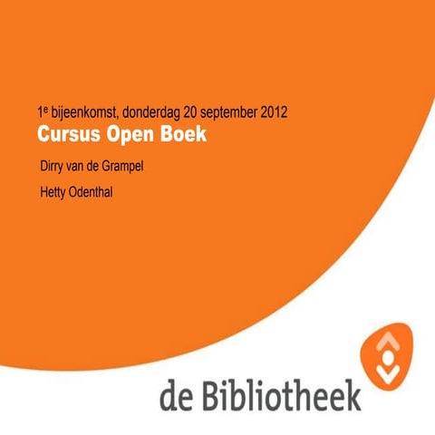 Cursus open boek, bijeenkomst 1 | PPTX