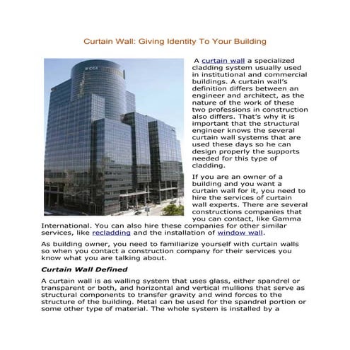 Curtain wall giving identity to your building | DOC