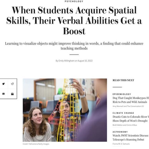 When Students Acquire Spatial Skills, Their Verbal Abilities Get a ...