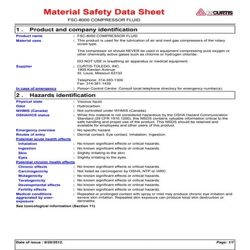 Curtislubeplus fsc-8000_ | PDF