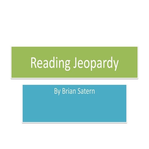 Reading Jeopardy | PPTX
