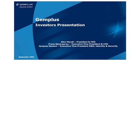 Gemplus Investors 2004 | PDF