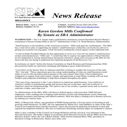 SBA News Release Apr 3 | PDF