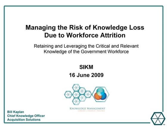 Lost knowledge: Confronting the threat of an aging workforce | PPT