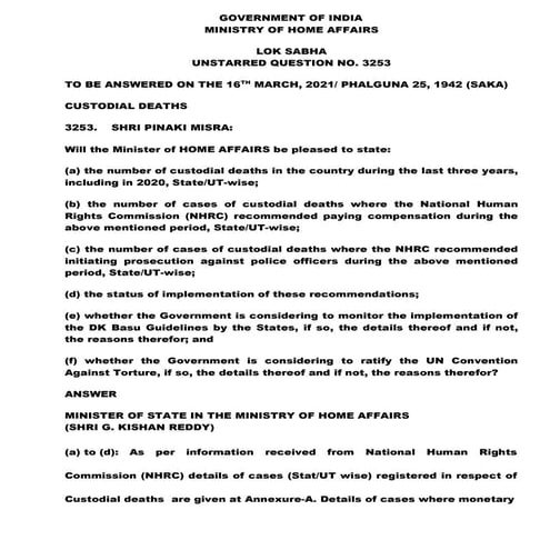 Custodial death answer | PDF