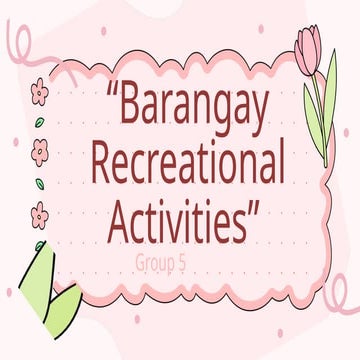 Recreational Activity Sample Plan for Community | PPTX