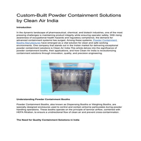 Custom-Built Powder Containment Solutions by Clean Air India.docx