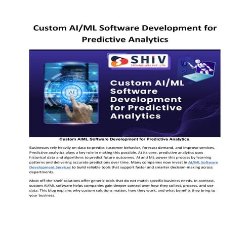 AI/ML Software for Predictive Data Analytics | PDF