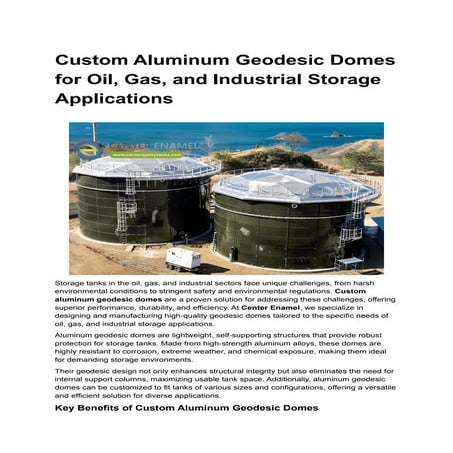 Custom Aluminum Geodesic Domes for Oil, Gas, and Industrial Storage ...