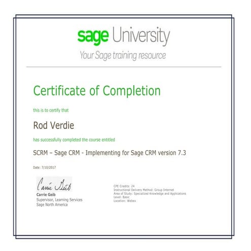 Scrm Sage Crm Implementing For Sage Crm Version 73 Ppt