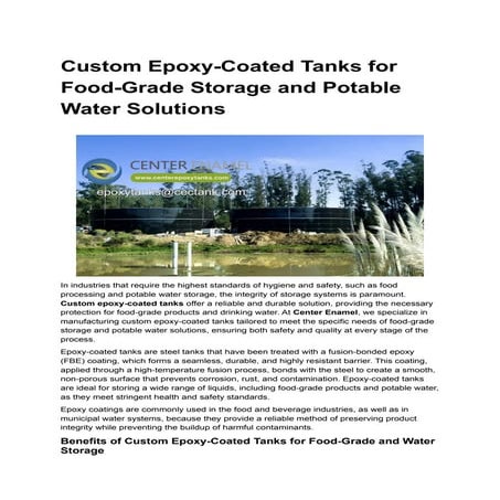 Custom Epoxy-Coated Tanks for Food-Grade Storage and Potable Water ...