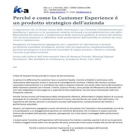 Perché e come la Customer Experience è un prodotto strategico dell ...