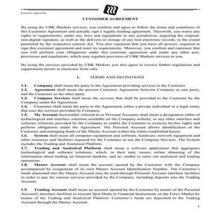 Customer agreement | PDF