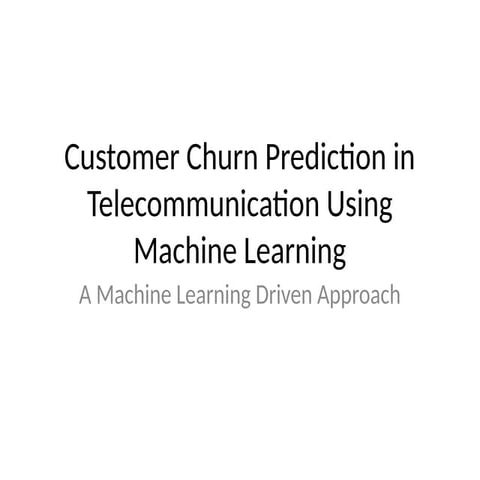 Telecom Customer Churn Analysis Using Gaussian Mixture model | PPTX