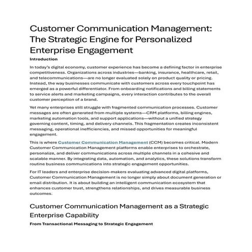 Customer Communication Management: The Strategic Engine for ...