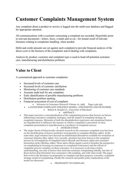 Complaint management system | PPTX