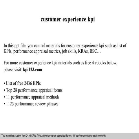Customer experience kpi | PPT | Resume Writing and Advice | Job Search
