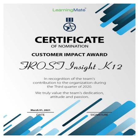 Customer Impact Team Award - Learningmate | PDF