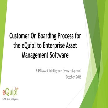 Structured and Staged process for migrating to eQuip! Asset Management ...