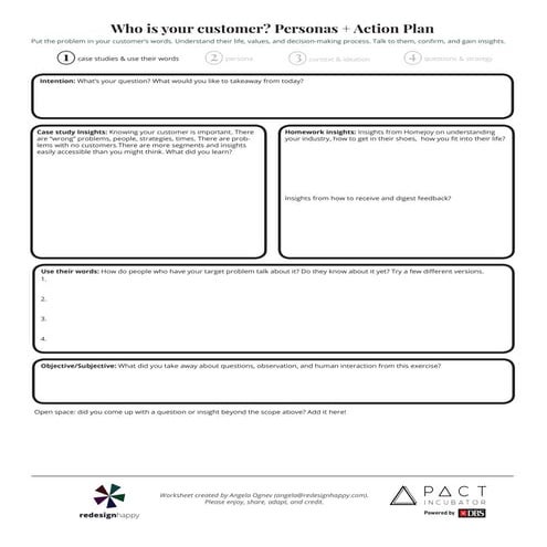 Understanding Your Customer: Personas and Action Plan Worksheet | PDF