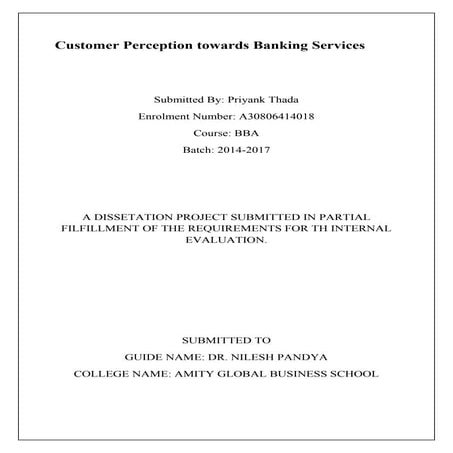 Customer perception towards banking services | PDF