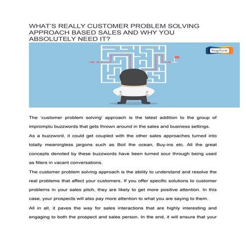 What’s really customer problem solving approach based sales and why you ...