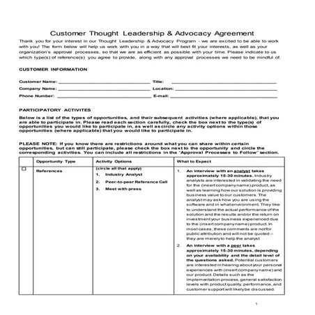 Customer Reference Agreement Template | DOCX