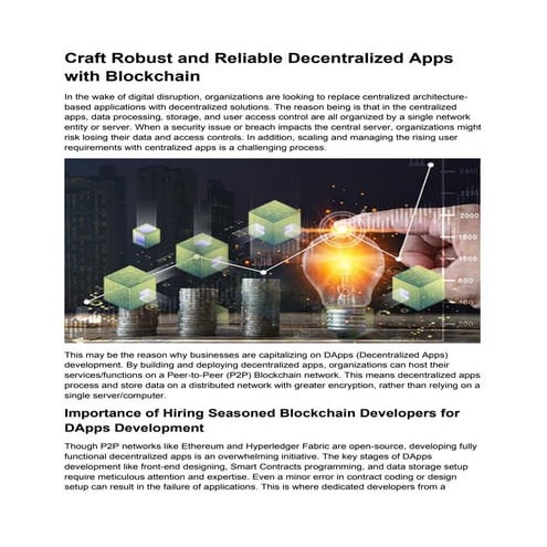 Augment Healthcare Data Security with DApps Blockchain Development | PDF | Computer Software and ...