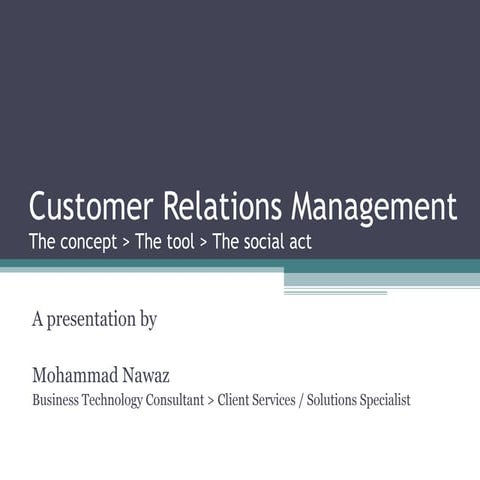 Customer Relations Management | PPT | Business | Business and Finance