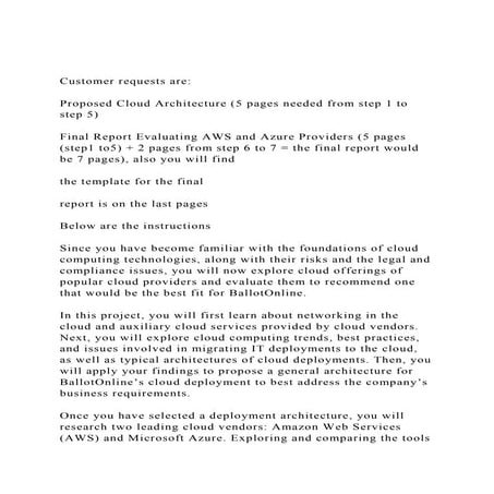Customer requests areProposed Cloud Architecture (5 pages n.docx
