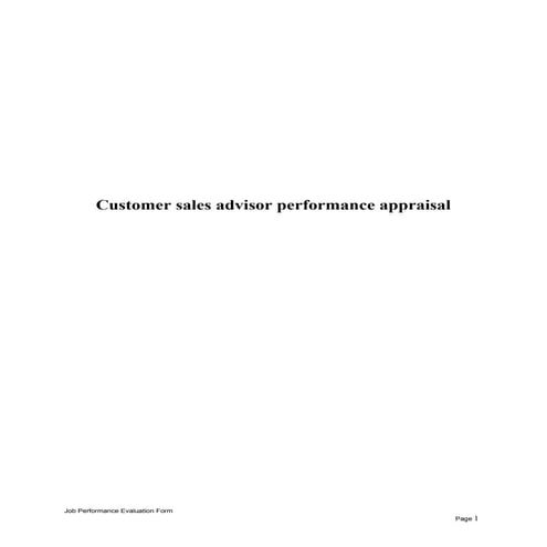 Customer sales advisor performance appraisal | DOC | Resume Writing and ...