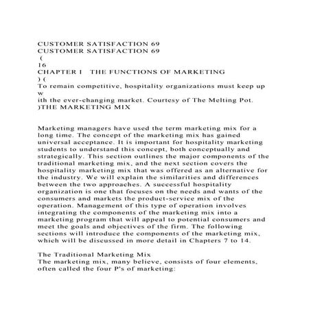 CUSTOMER SATISFACTION 69CUSTOMER SATISFACTION 69 (16 CH.docx