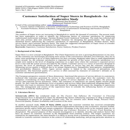 Customer satisfaction of super stores in bangladesh an explorative ...