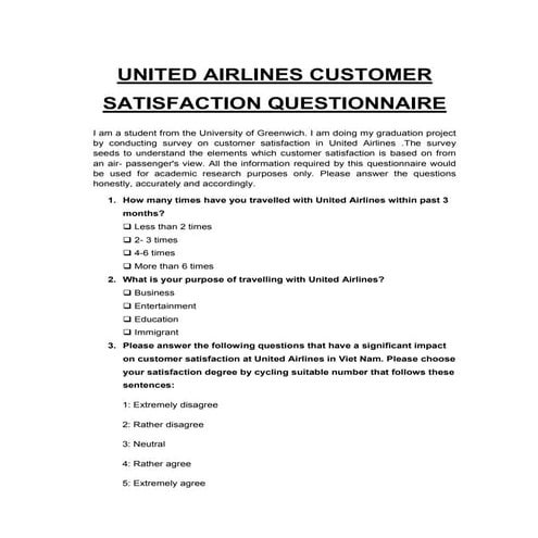 Customer satisfaction of united airline | PDF