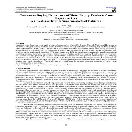 Customers buying experience of short expiry products from supermarkets ...