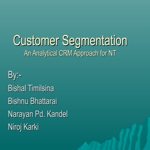 Customer segmentation an analytical crm approach to telecommunication | PPT