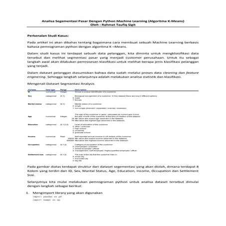 Customer Segmentation Analysis With Python Pdf