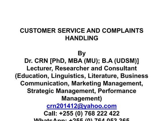Complaint Handling Training Presentation | PPTX